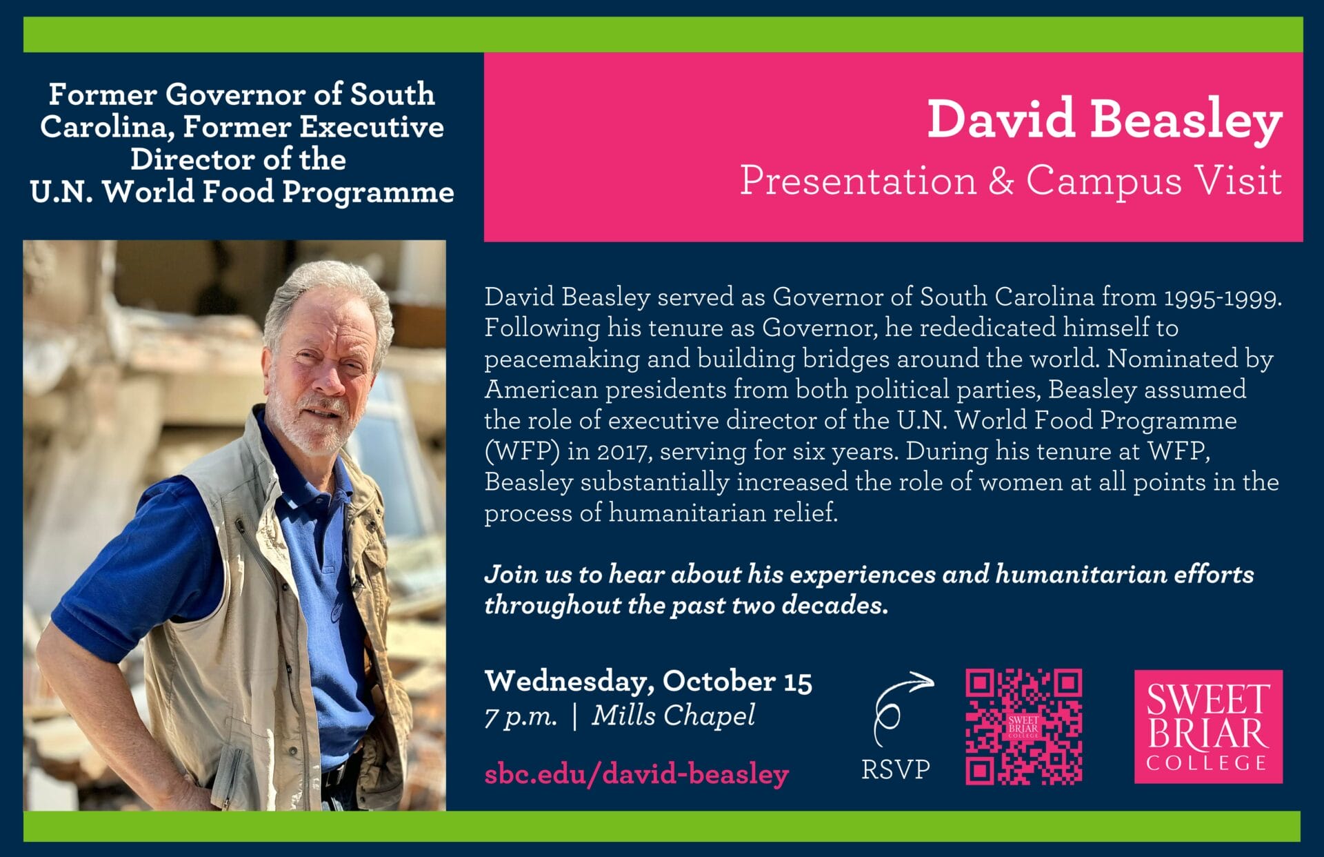 Presentation by Governor David Beasley at Sweet Briar College - LYH – Lynchburg Tourism